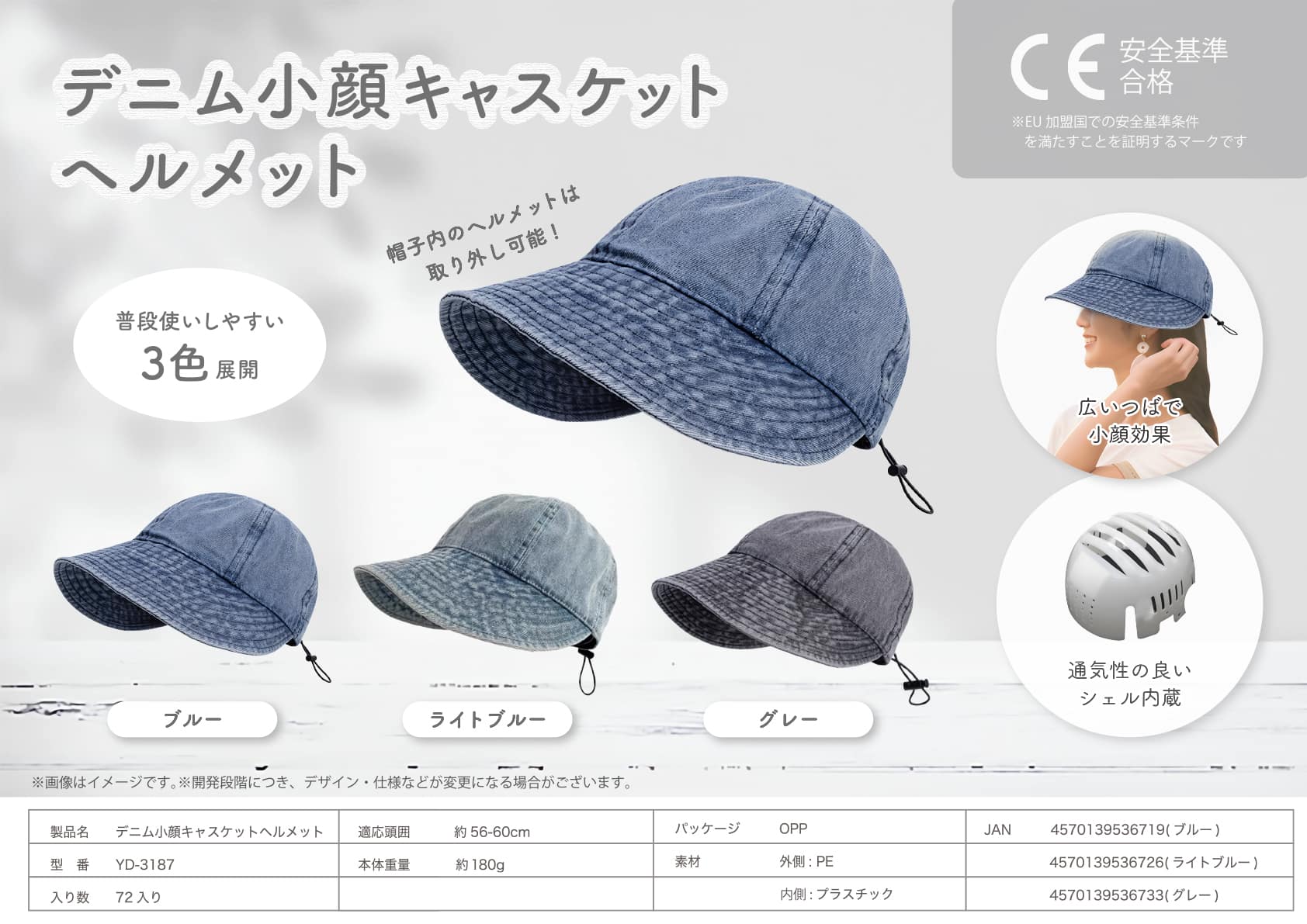 デニム小顔キャスケットヘルメット YD-3187 – 株式会社YUYU